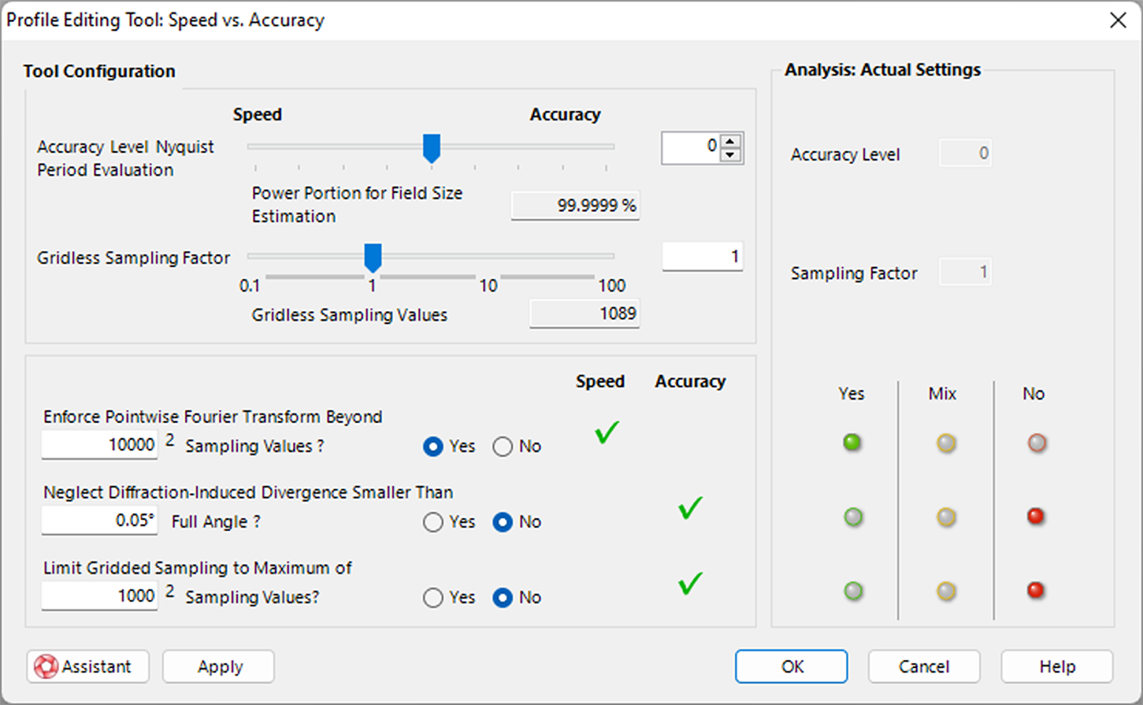 Profile Editing Tool: Speed vs. Accuracy